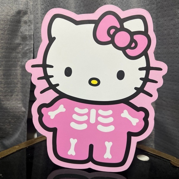 Hello Kitty | Wall Decor | Hello Kitty Pink Skeleton Halloween Wooden ...
